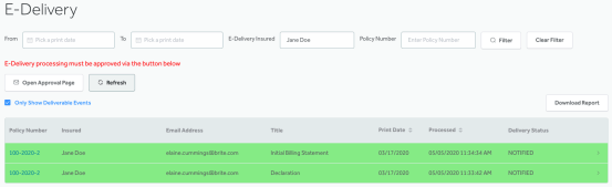 E-Delivery feature highlights – BriteCore Support